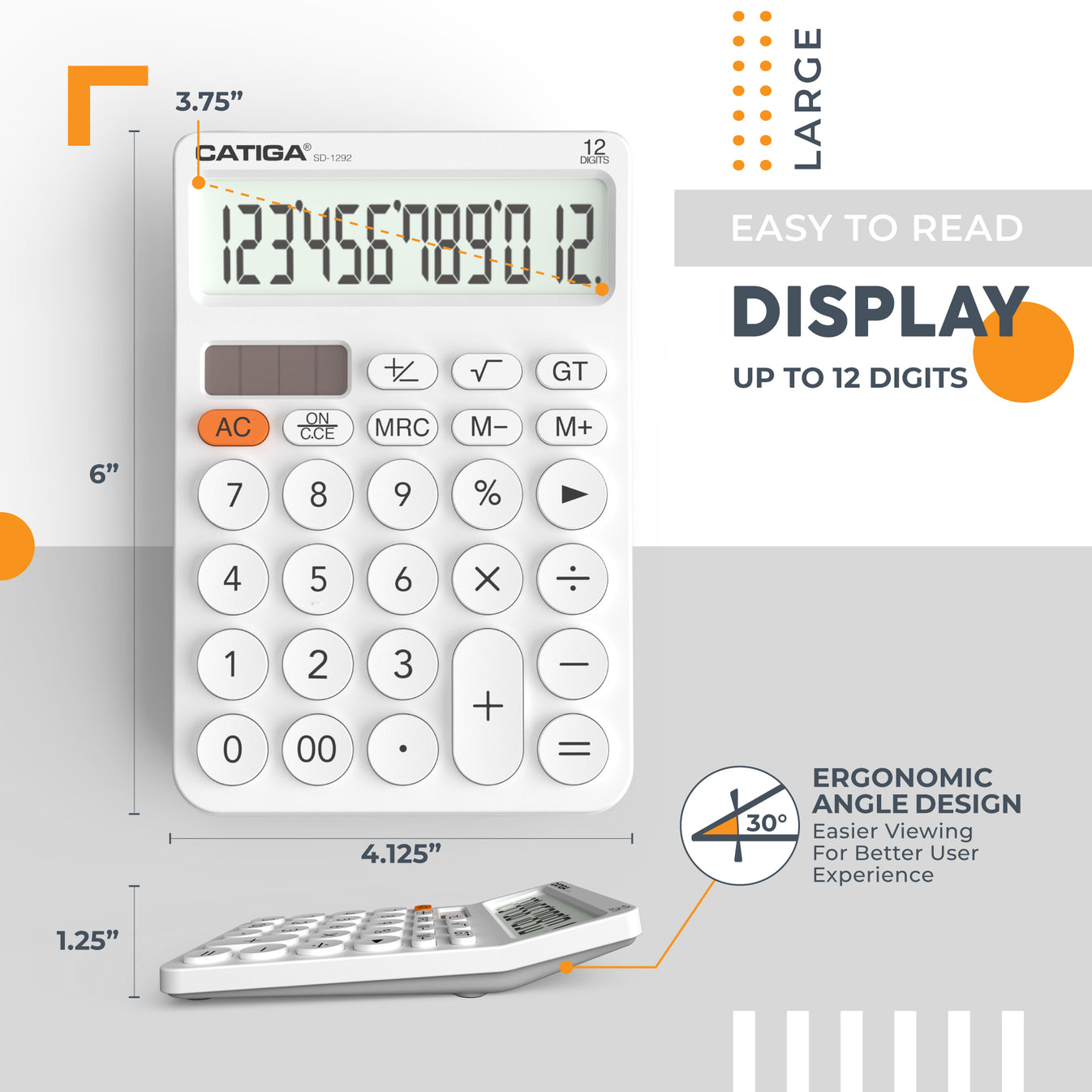SD-1292 12-Digit Home and Office Calculator (White) – CATIGA
