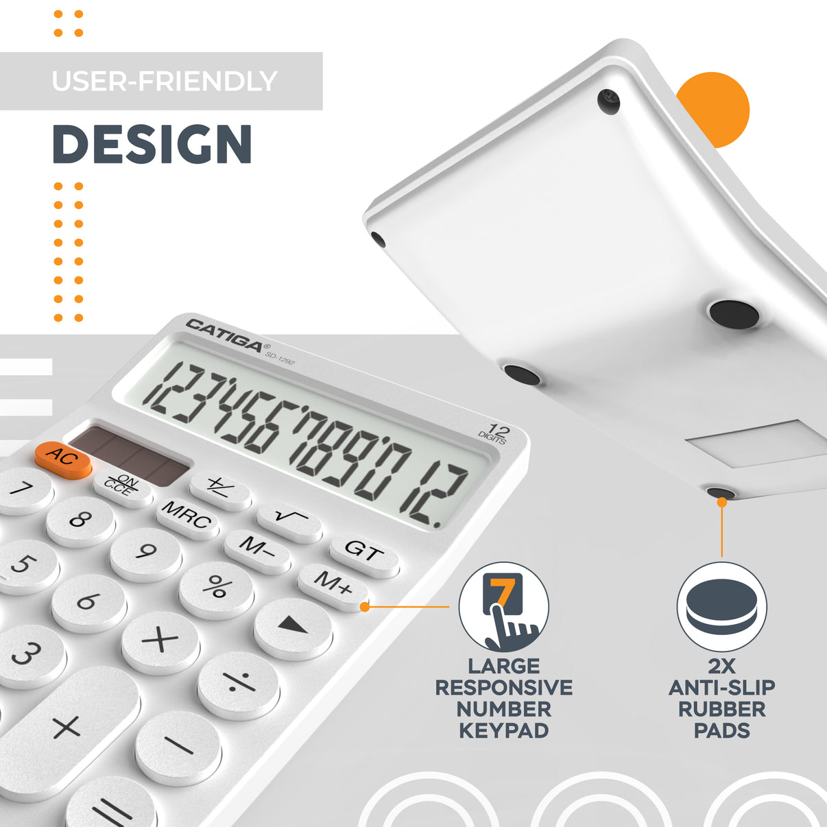 SD-1292 12-Digit Home and Office Calculator (White) – CATIGA
