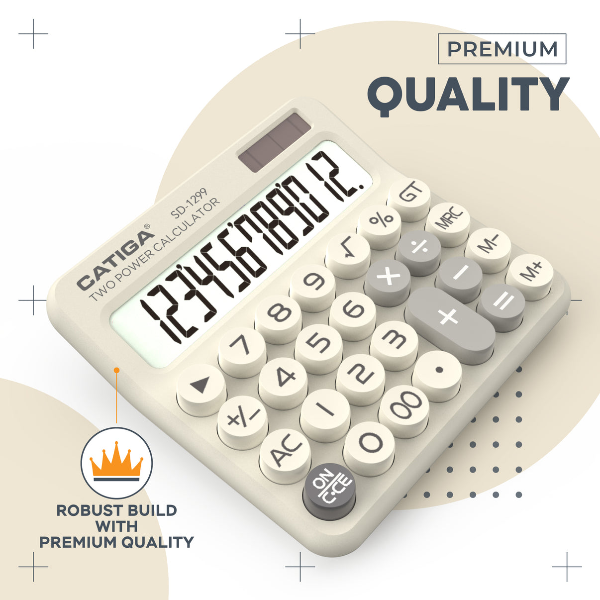 SD-1299 12-Digit Mechanical Switch Calculator (Beige) – CATIGA
