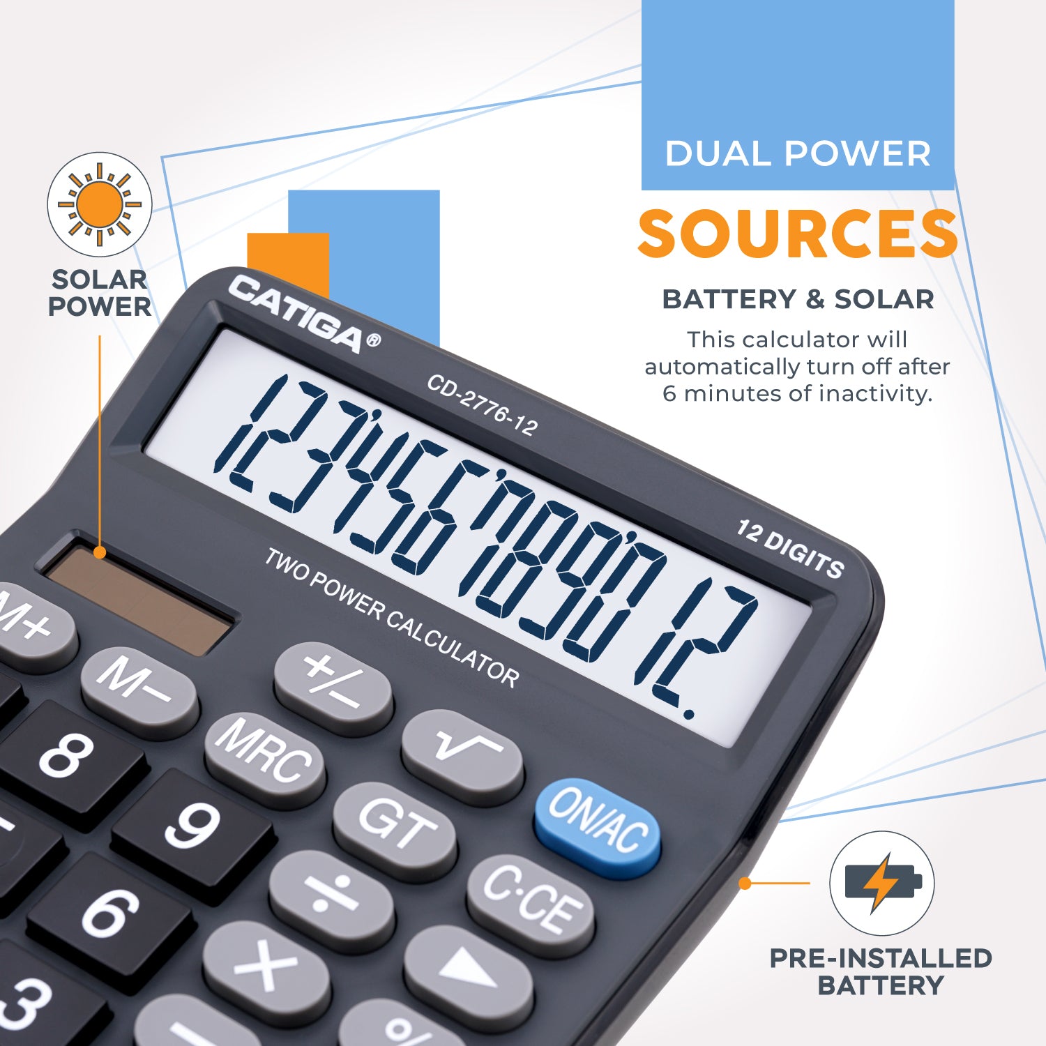 CD-2776 Premium Commercial XL 12-Digit Calculator (Black) – CATIGA