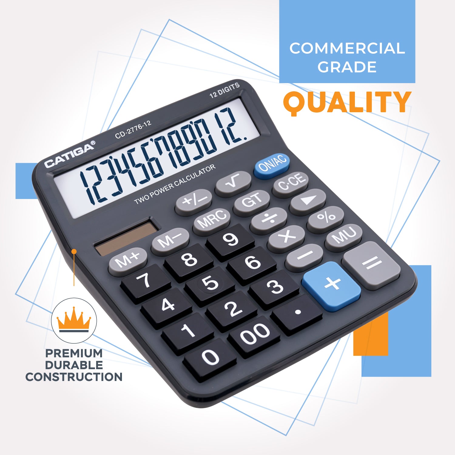 CD-2776 Premium Commercial XL 12-Digit Calculator (Black) – CATIGA