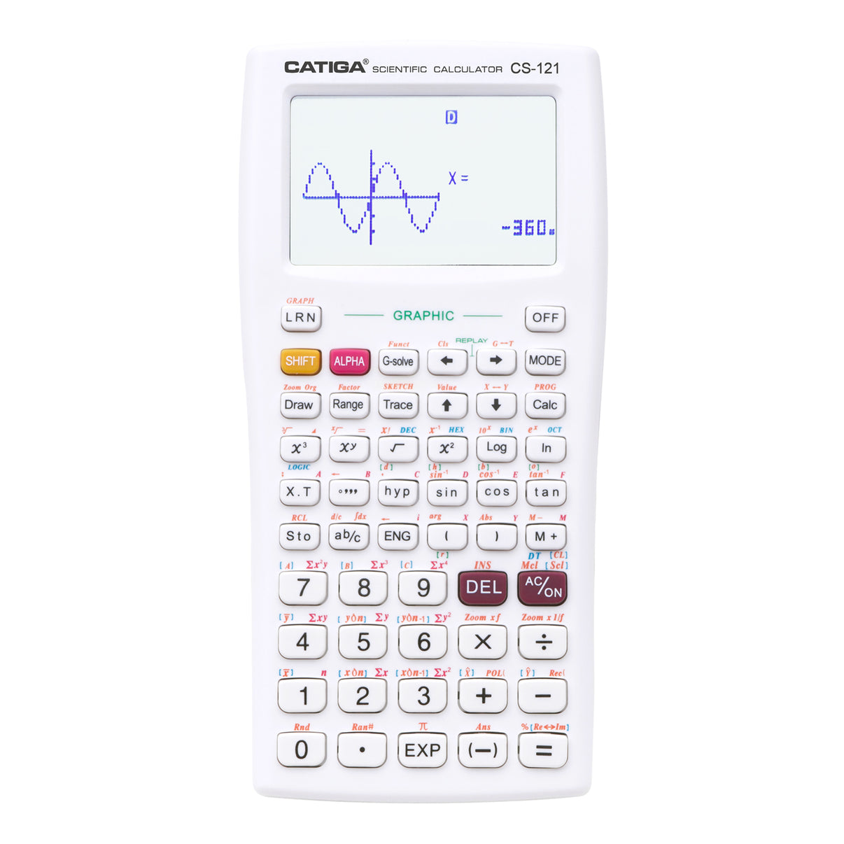 CS-121 Scientific Calculator with Graphic Functions (White) – CATIGA