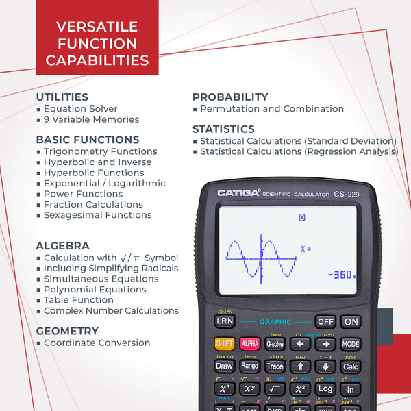 CS-229 Scientific Calculator with Graphic Functions and Multiple Modes ...
