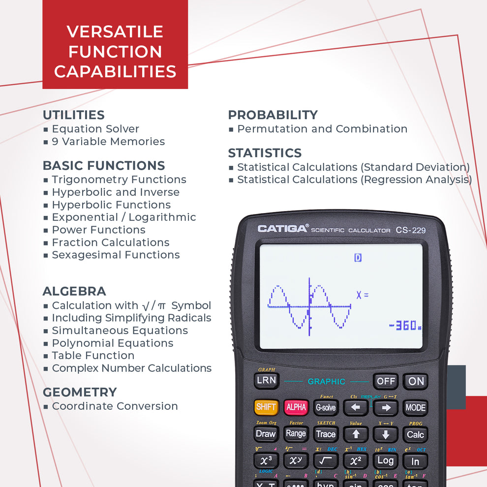 CS-229 Scientific Calculator with Graphic Functions and Multiple Modes ...